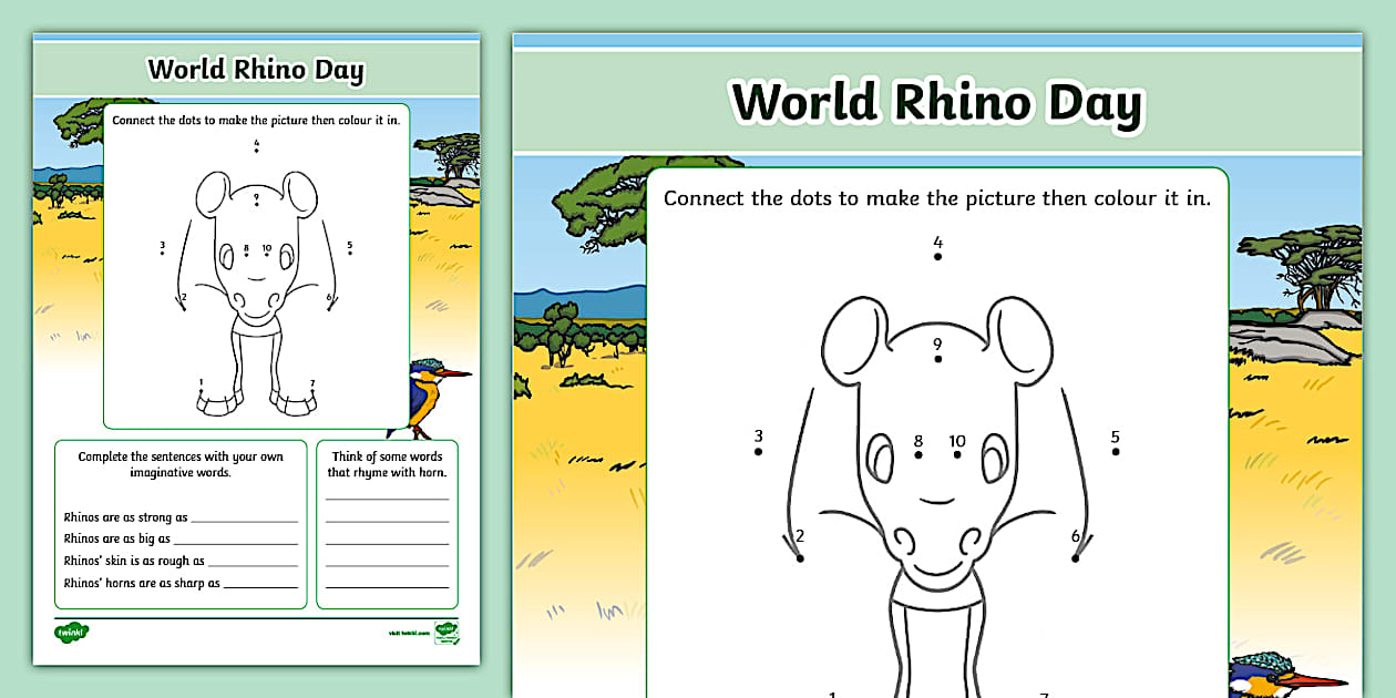 KS1 World Rhino Day Boredom Buster - Twinkl
