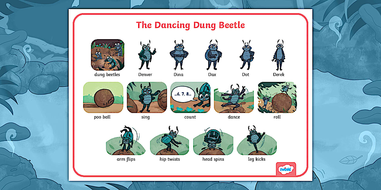 The Dancing Dung Beetle Word Mat (teacher made) - Twinkl