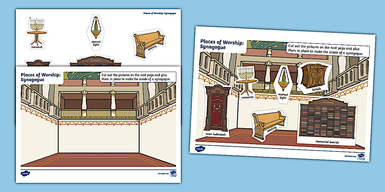 Places of Worship Synagogue Cut and Stick Activity - Twinkl
