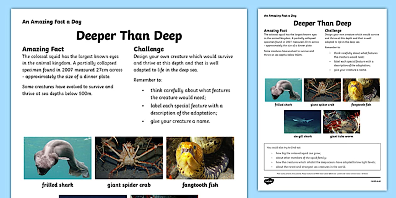 Editable Deeper Than Deep Worksheet (teacher made) - Twinkl
