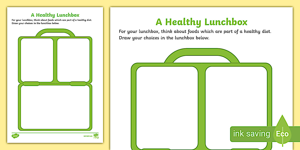 Healthy Lunch Box Food EYFS Worksheet | Lunch Box Template