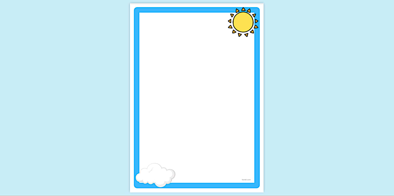 Simple Black Sun and Cloud Page Border | Page Borders