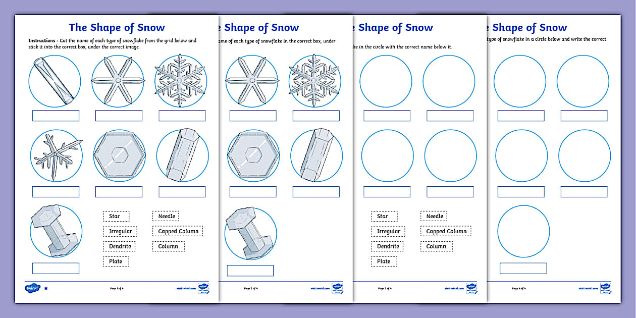 The Shape of Snow Differentiated Activity Sheets - Twinkl