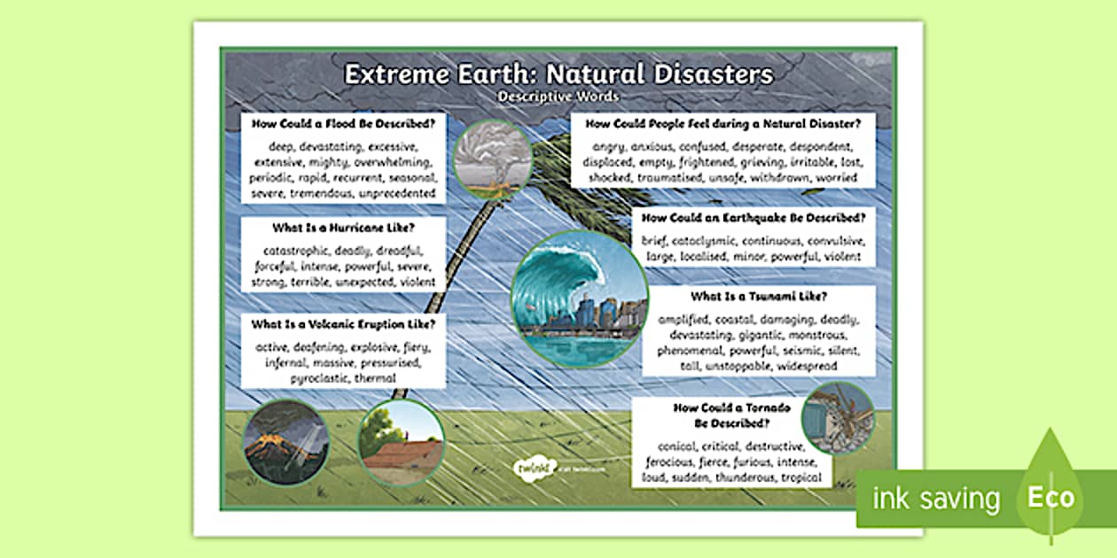 Editable KS2 Descriptive Word Mat: Extreme Earth - Natural Disasters