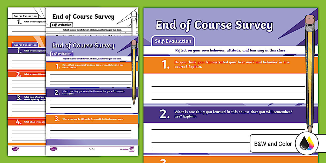 End of Course Reflection Survey for 6th-8th Grade - Twinkl