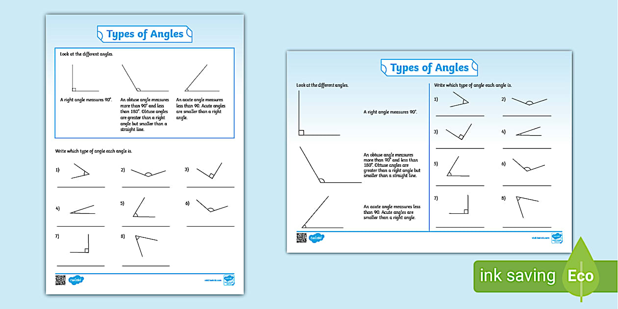 KS2 Types of Angles Worksheet - Twinkl