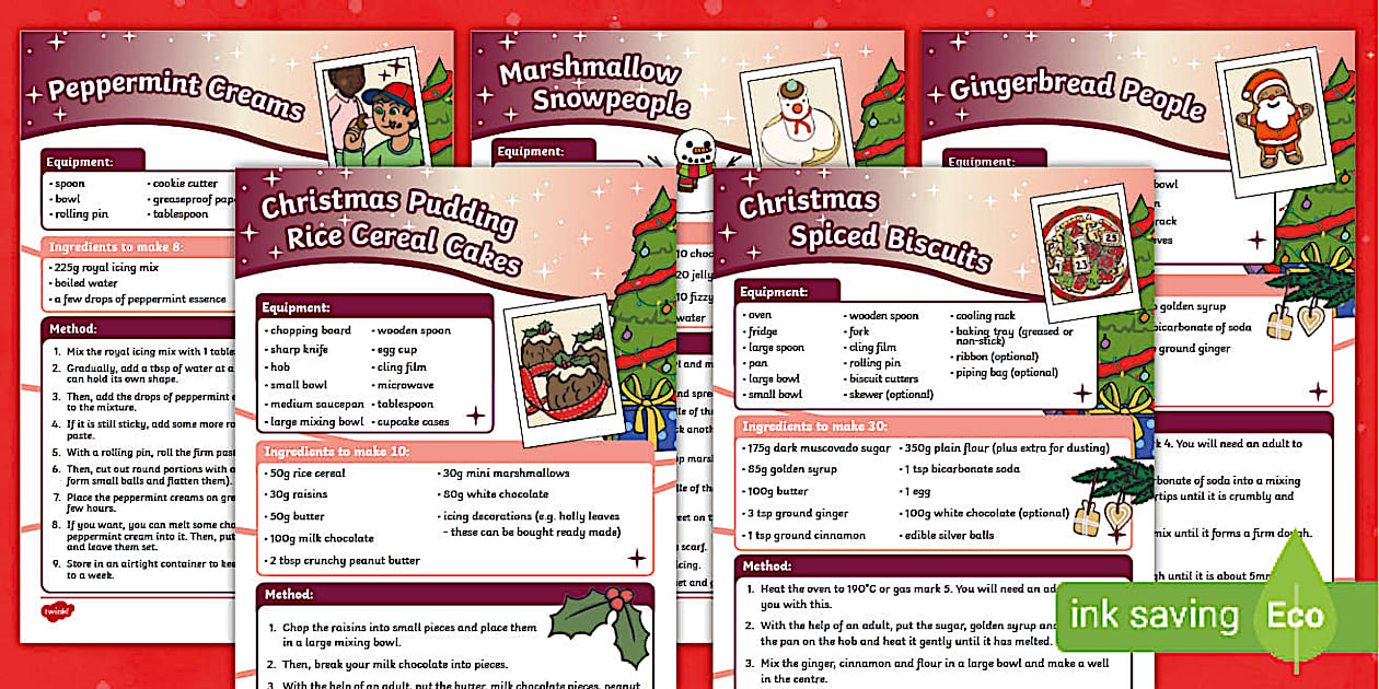 KS1 Christmas Cooking Recipe Pack | Festive Class Baking