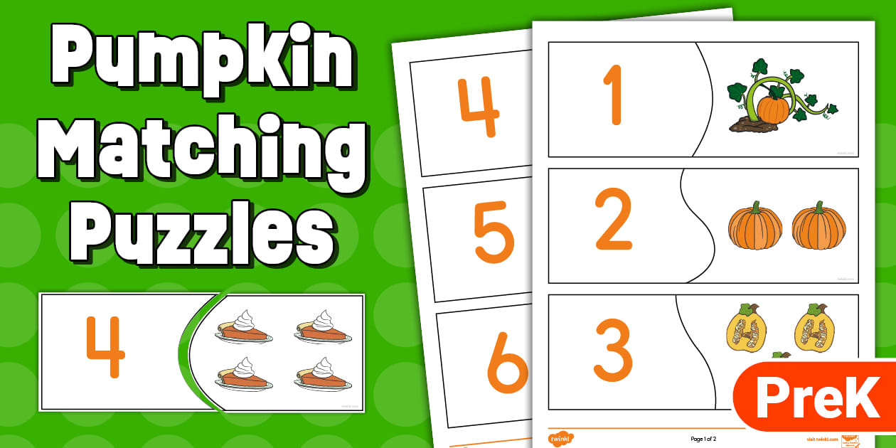 Prekindergarten Pumpkin Matching Puzzles