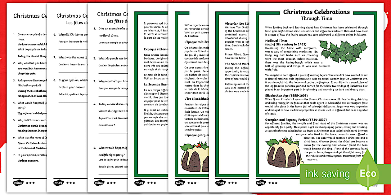 Christmas Celebrations Through Time Differentiated Reading Comprehension