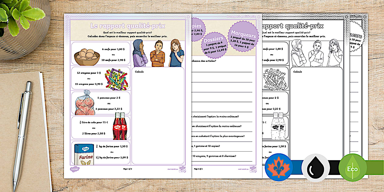 Canadian Money Value for Money Activity French - Twinkl