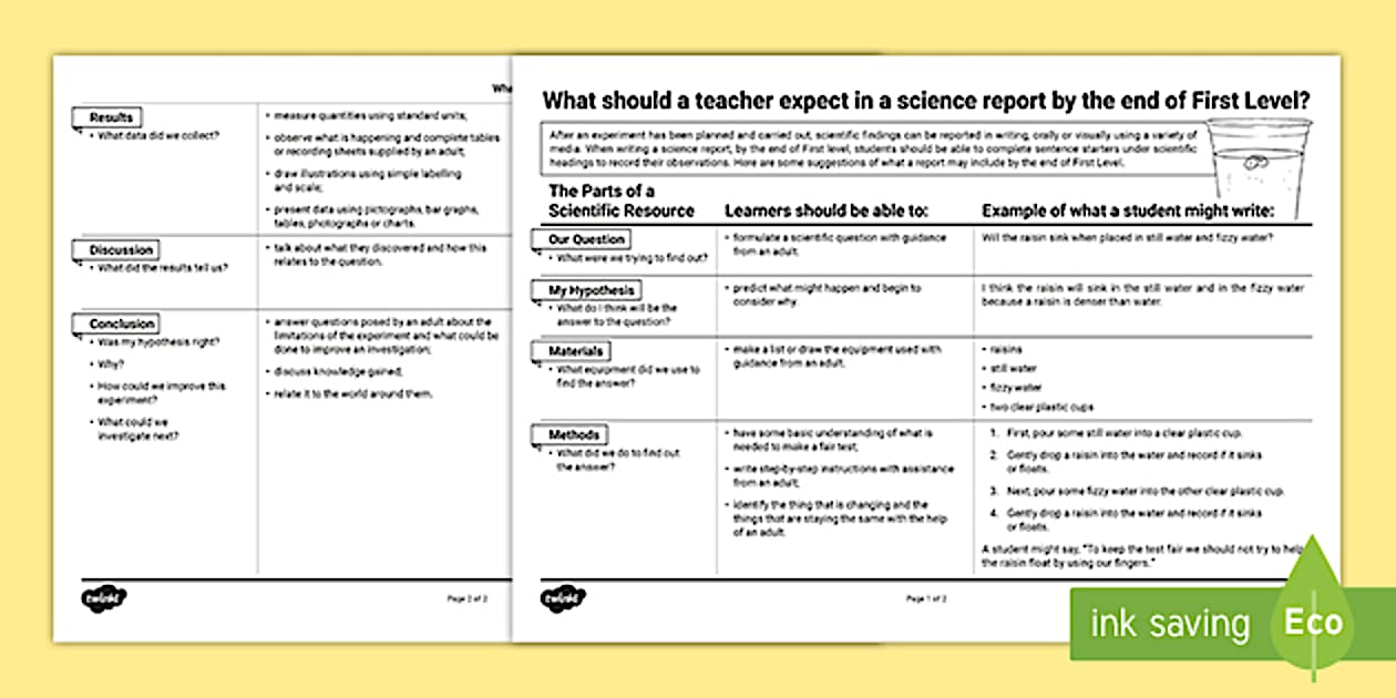 CfE First Level Writing a Science Report Teacher Guide