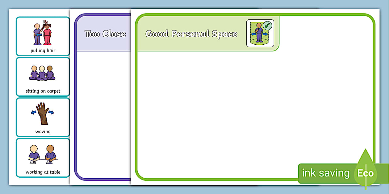 Twinkl Symbols: Personal Space Sorting Activity - Twinkl