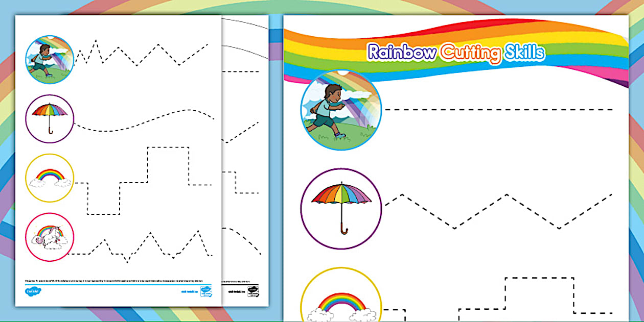 Rainbow Cutting Skills Activity (teacher made) - Twinkl
