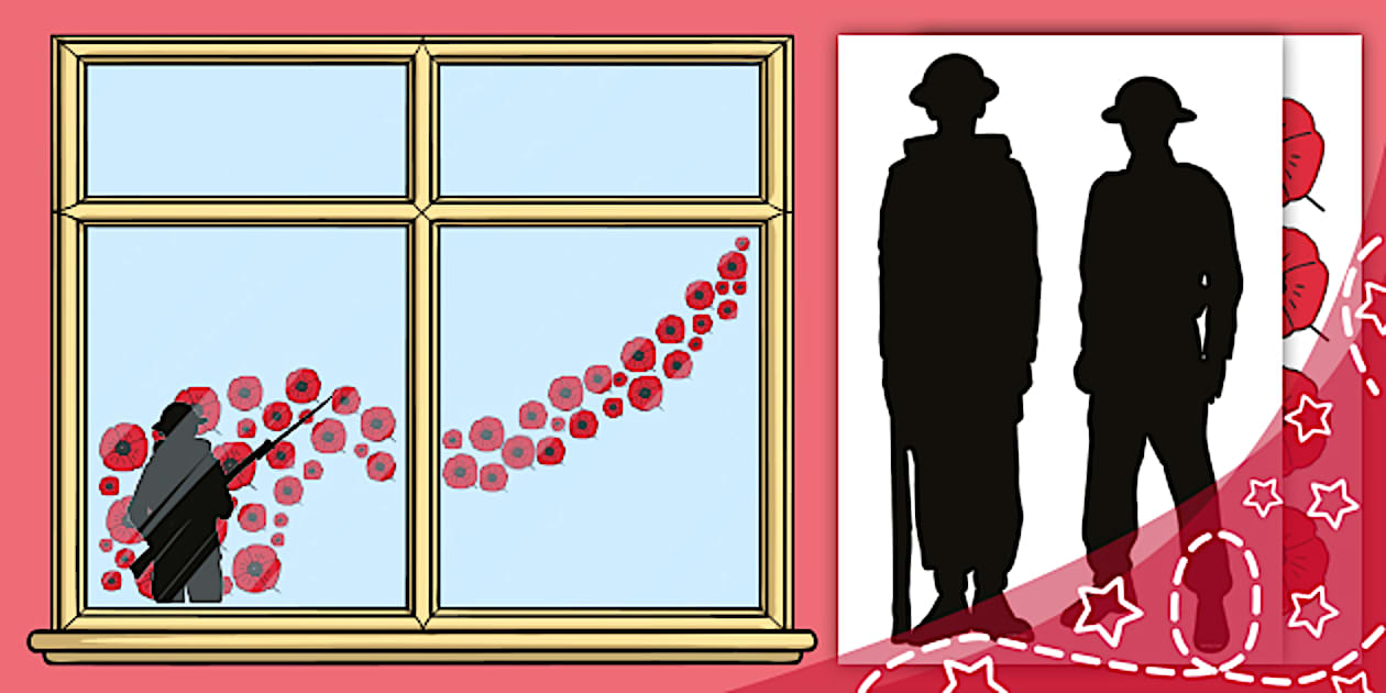Poppies and Soldiers Remembrance Day Window Display Pack
