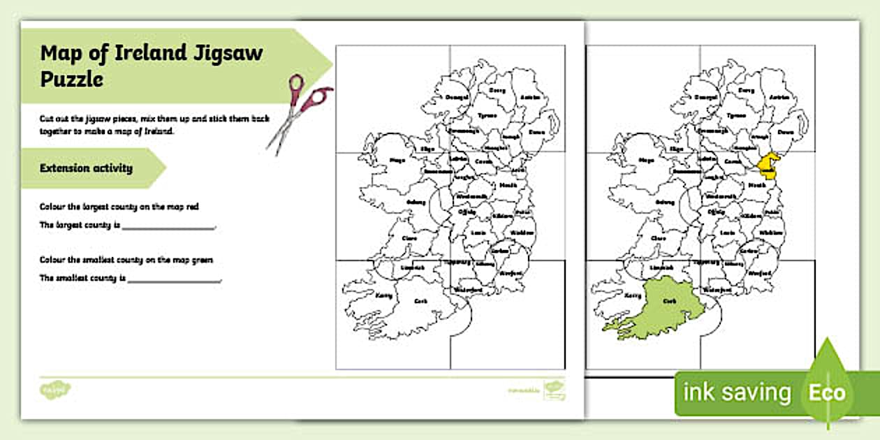Map of Ireland Jigsaw Puzzle (Beginner) - Twinkl