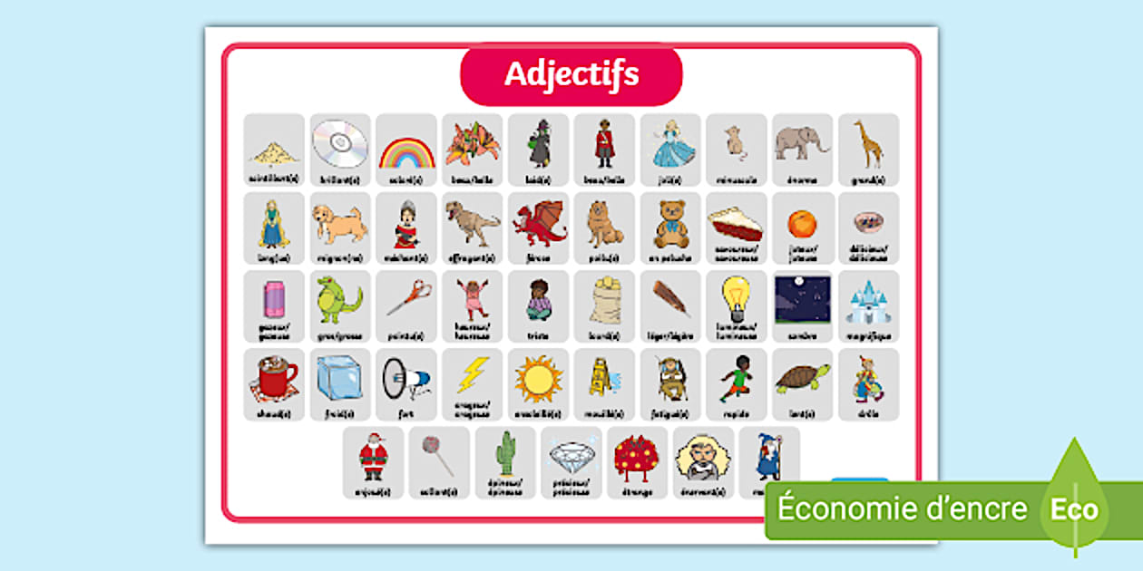 Ensemble de mots : Les adjectifs