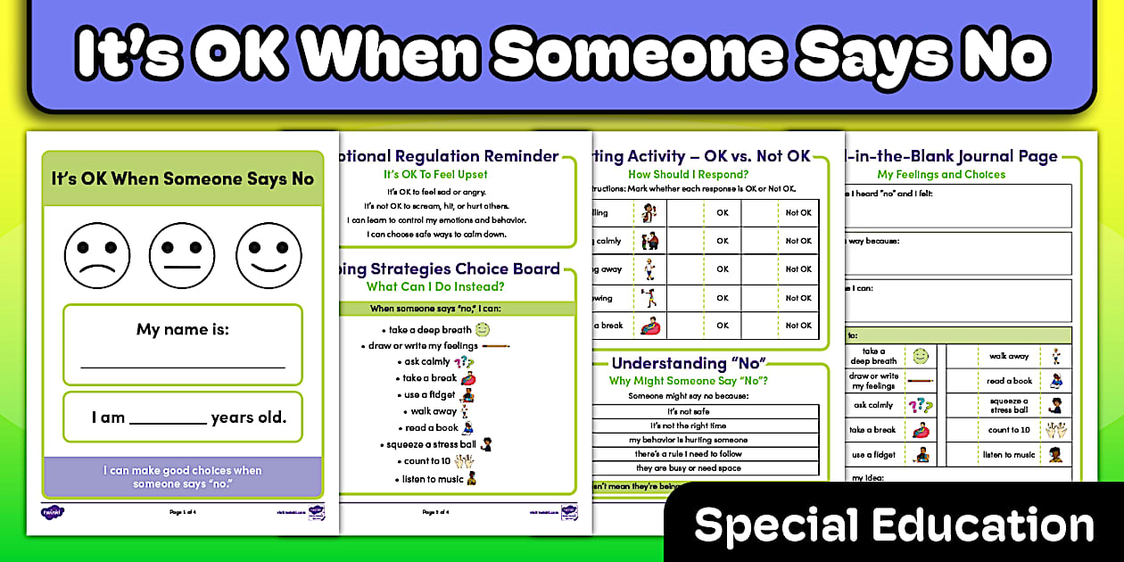 * NEW * It's OK When Someone Says No Activities for Special Education