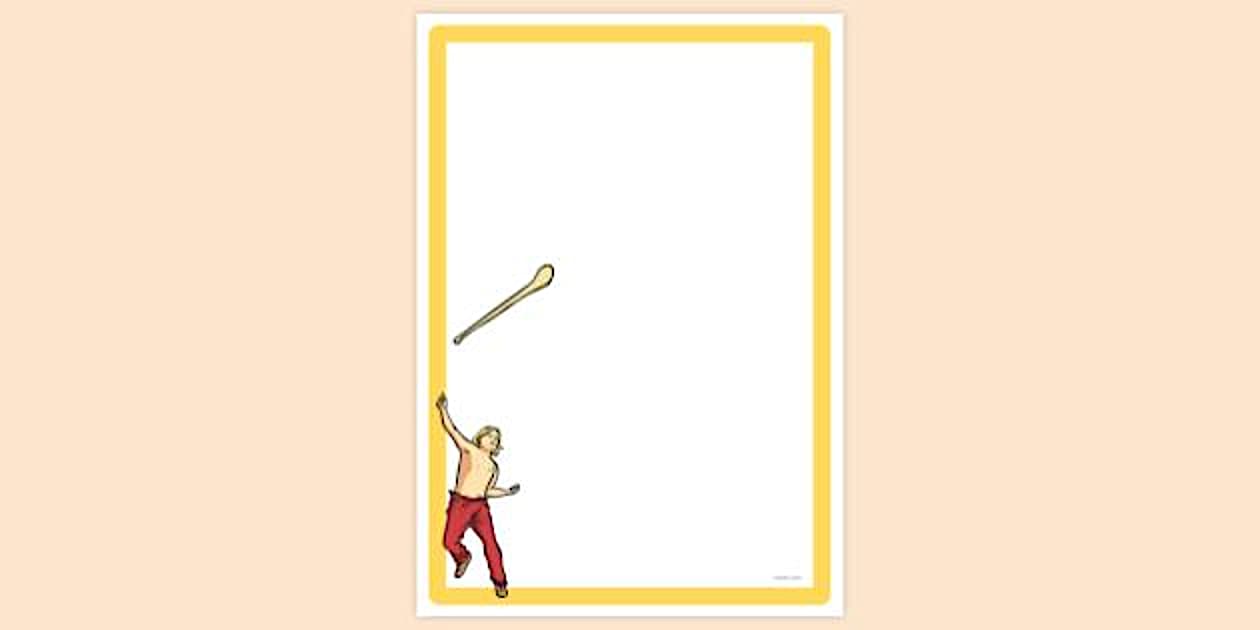 Simple Blank Boy Throwing Hurling Stick Page Border | Twinkl