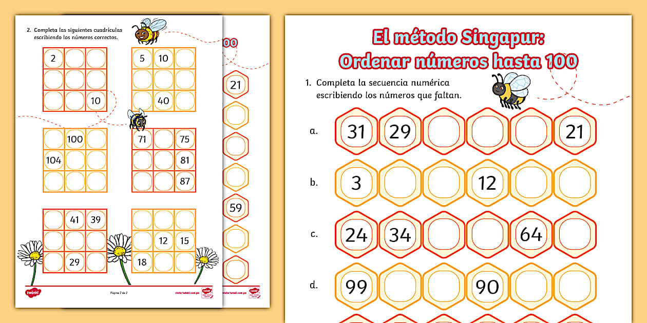 El método Singapur: ordenar números hasta 100 - Twinkl