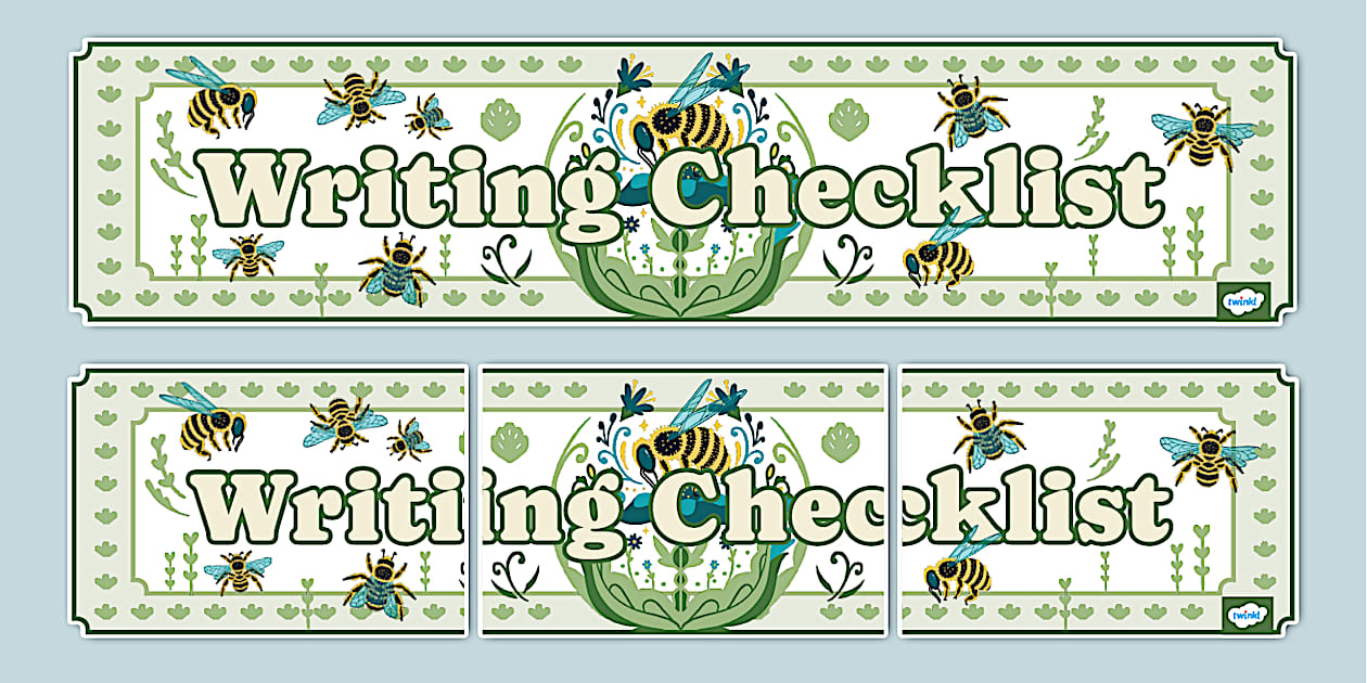 Bee-Themed Writing Checklist Display Banner (teacher made)