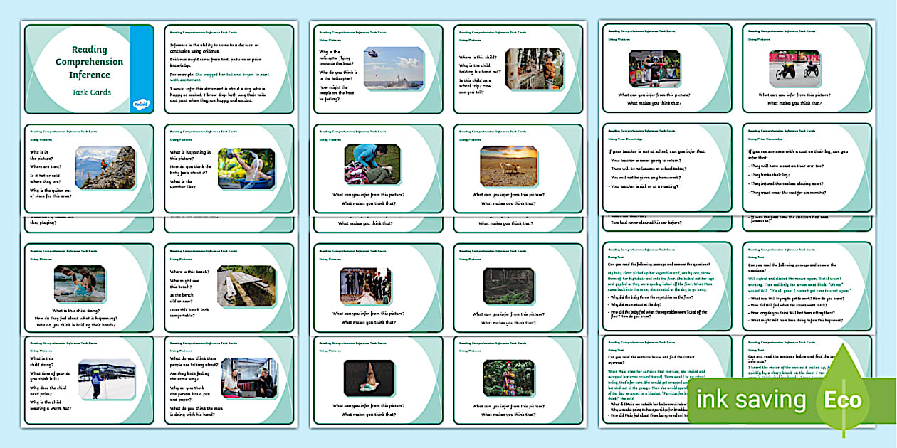 Reading Comprehension Inference Task Cards (teacher made)