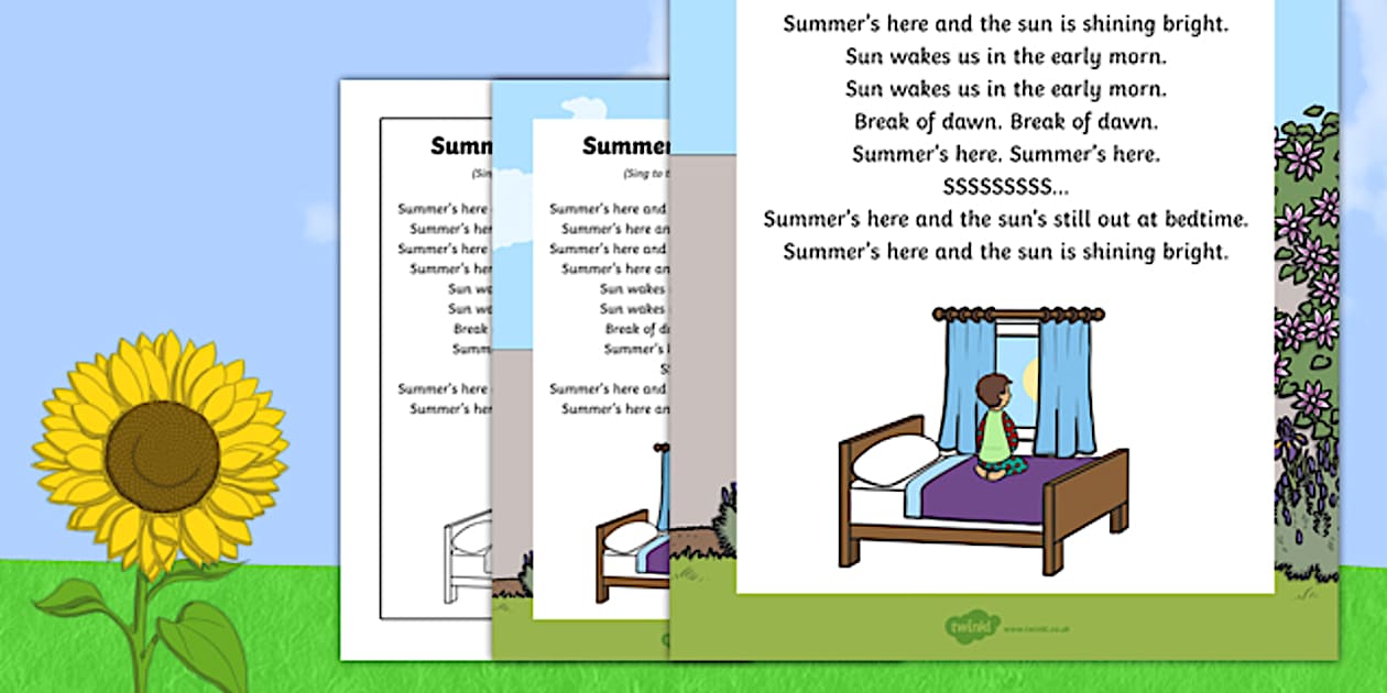 Black and White Summer's Here Song (teacher made) - Twinkl