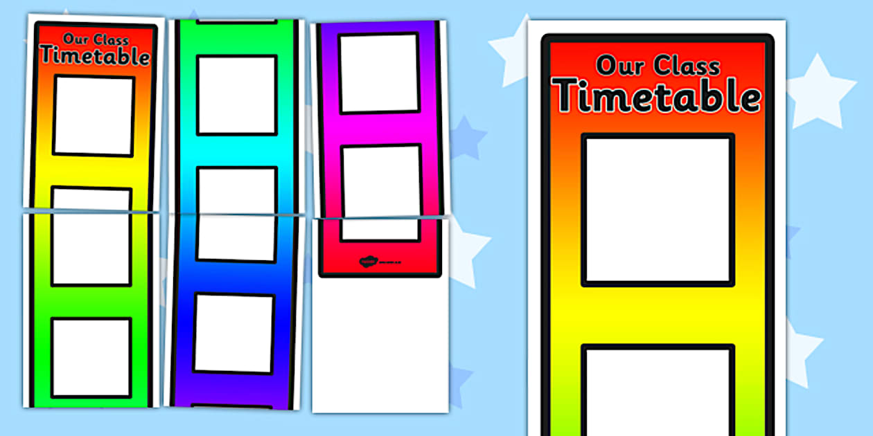 Editable Rainbow Vertical Visual Timetable Display - Twinkl