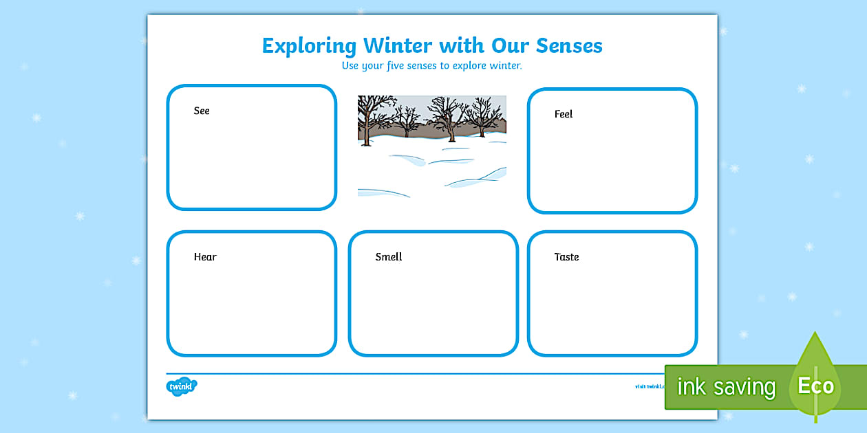 Editable Exploring Winter with Our Senses Worksheet - Twinkl