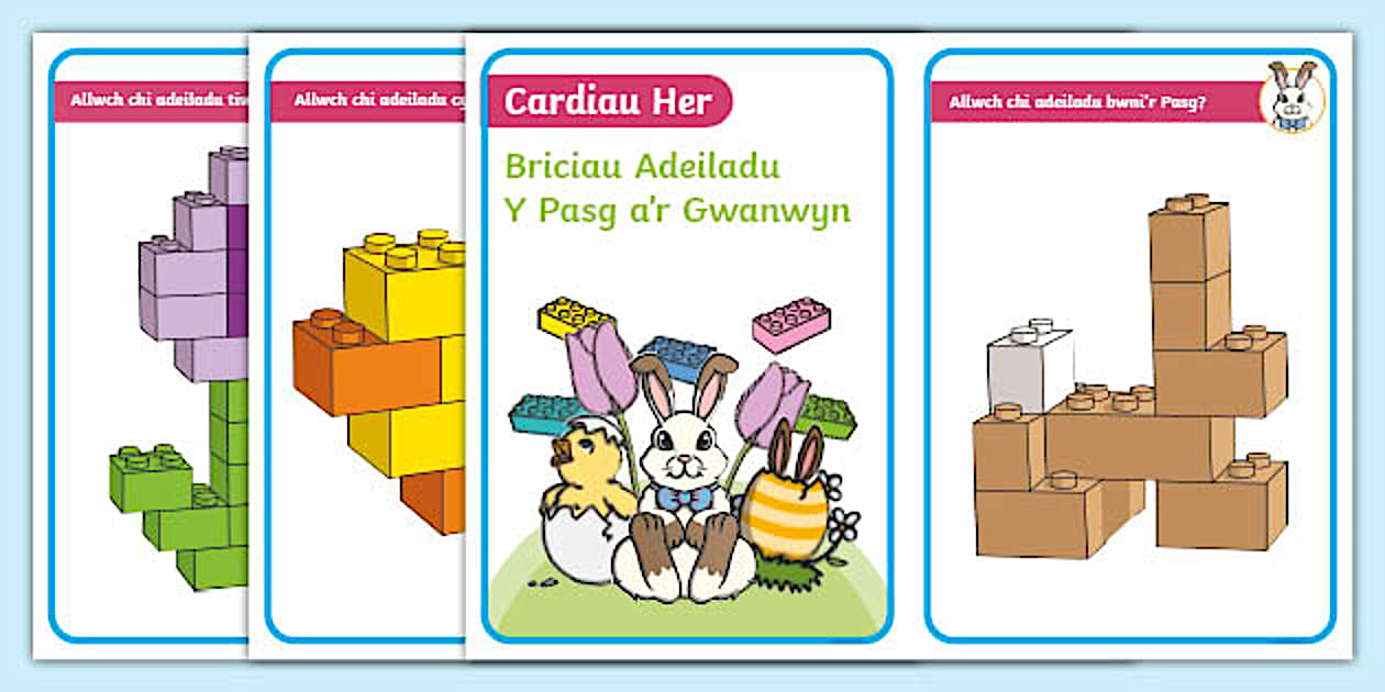 Cardiau Her Briciau Adeiladu Y Pasg a'r Gwanwyn - Twinkl