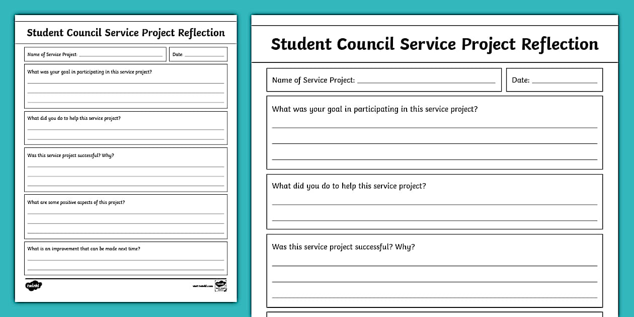 Student Council Service Project Reflection (teacher made)