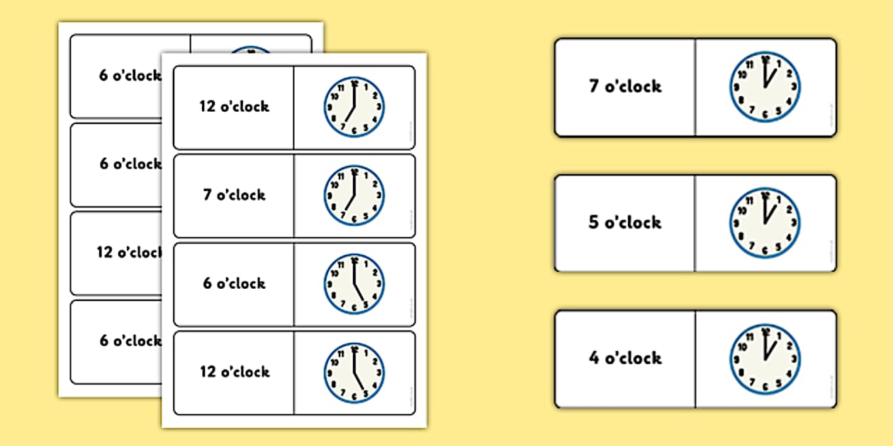 O'clock Time Dominoes - ESL Time Games - Twinkl
