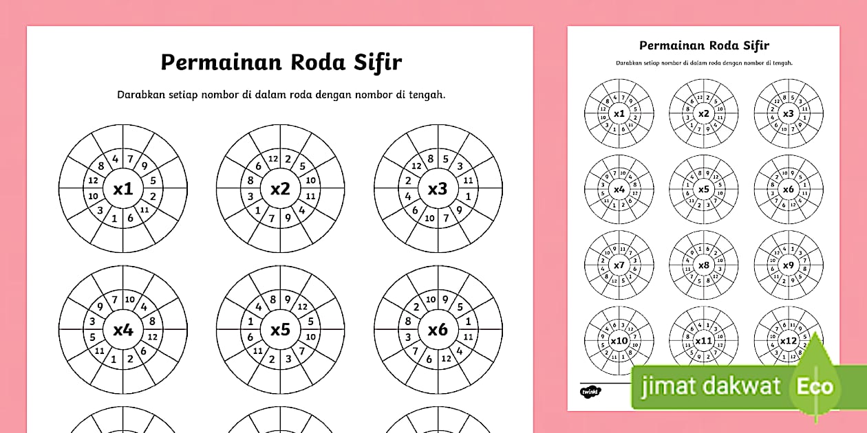 Matematik Permainan Roda Sifir Tahun 1 (teacher made)