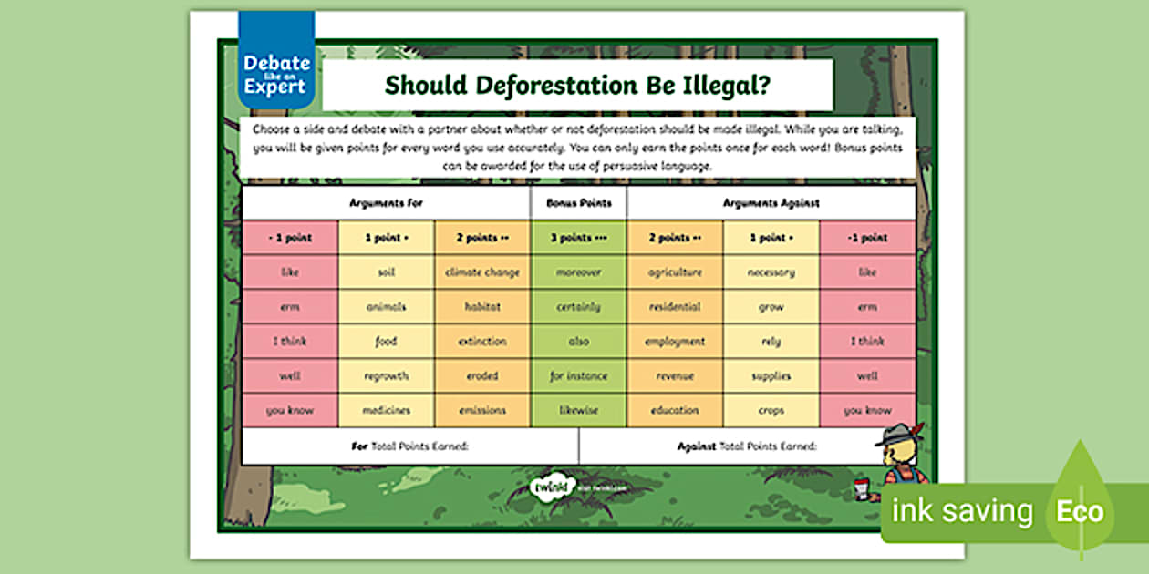 Editable KS2 Debate like an Expert: Should Deforestation Be Illegal?