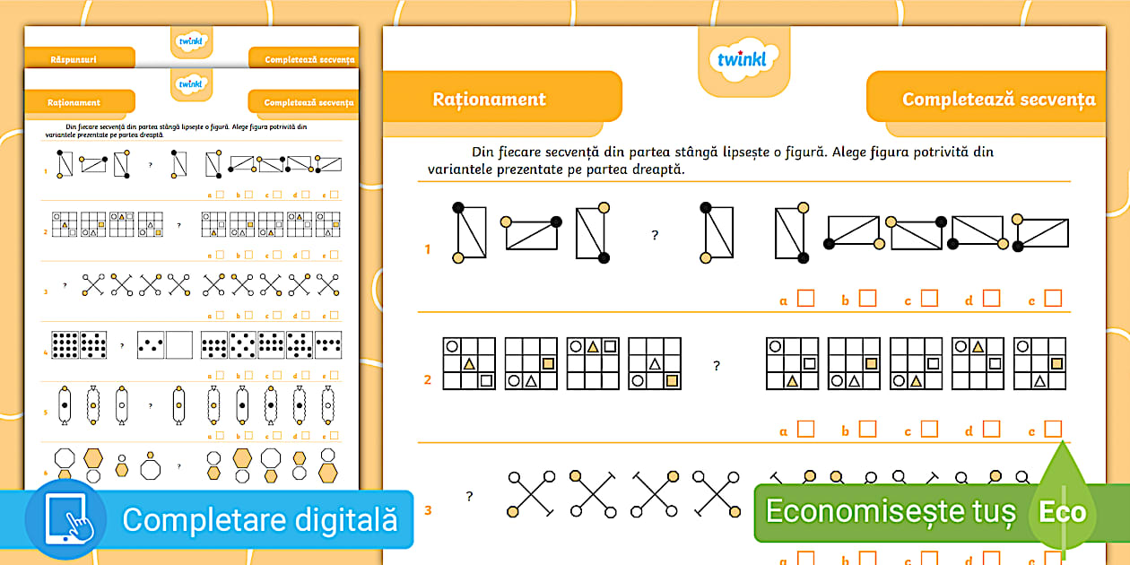 Raționament: Completează secvența – Fișă de activitate