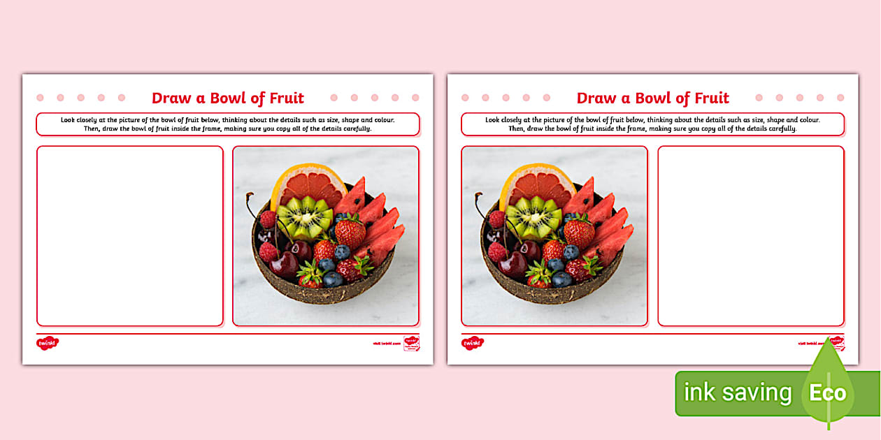 Draw a Bowl of Fruit Art Activity (teacher made) - Twinkl