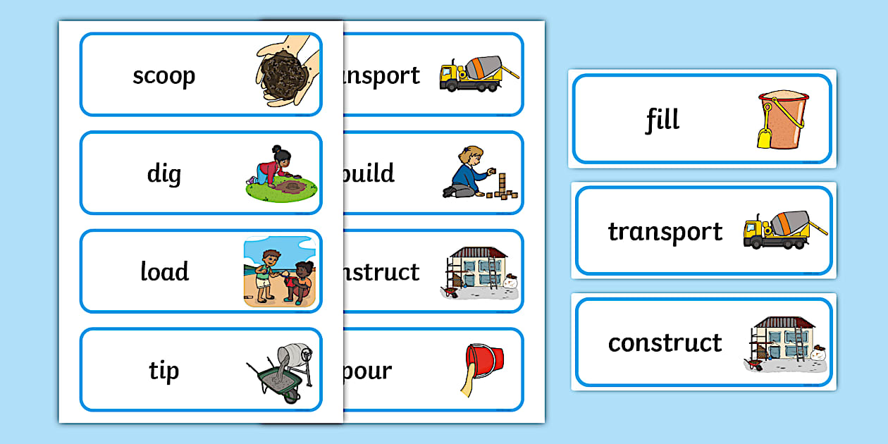 Construction Vocabulary Cards (Teacher-Made) - Twinkl
