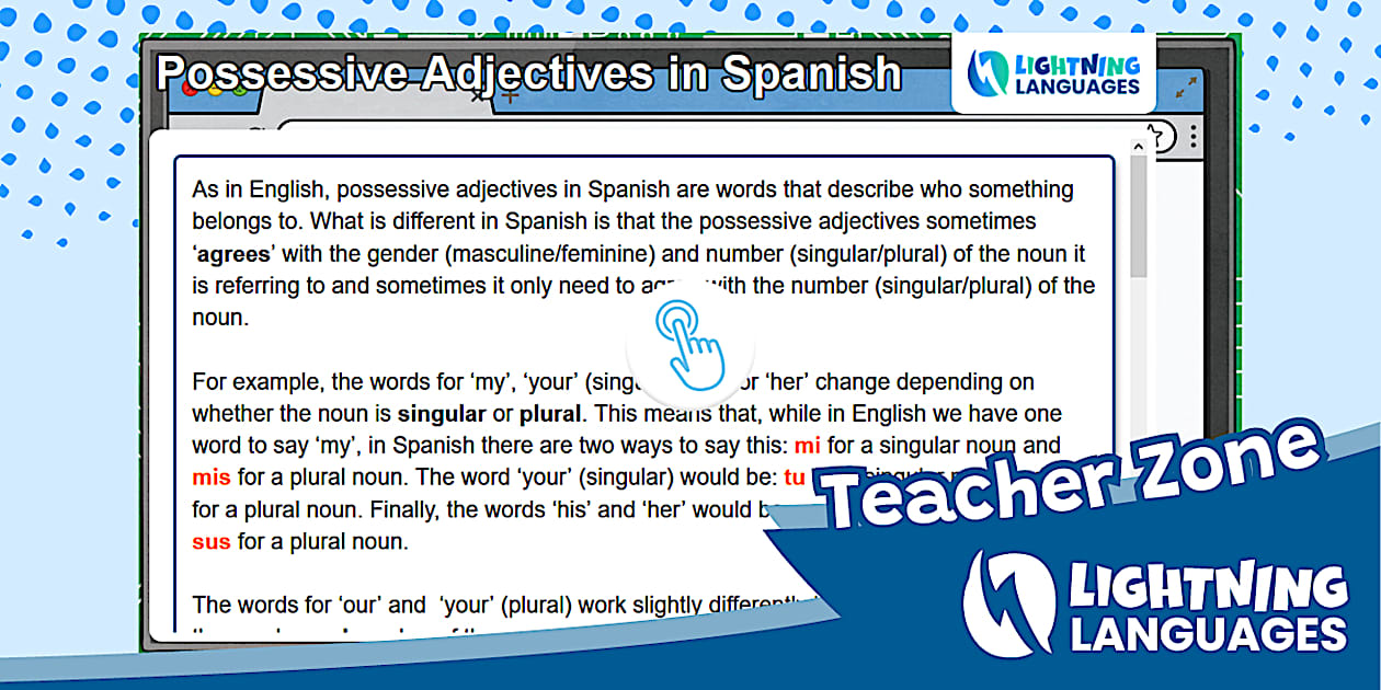 👉 Spanish Possessive Adjectives Guide - Lightning Languages