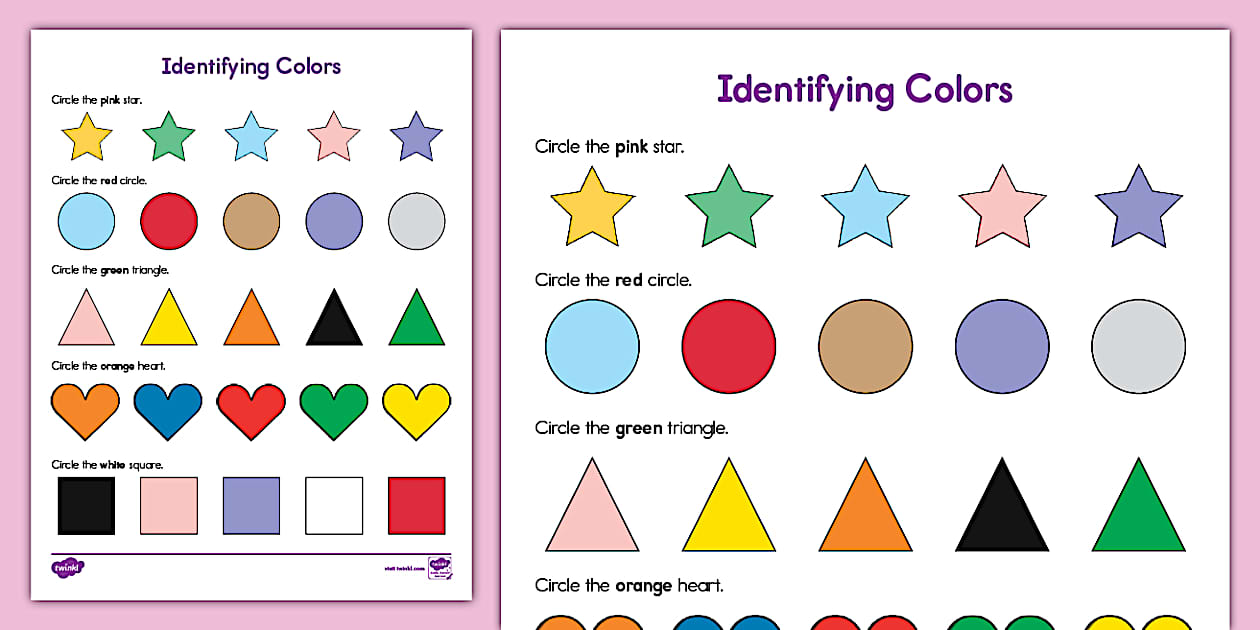 Kindergarten Identifying Colors Worksheet (teacher made)