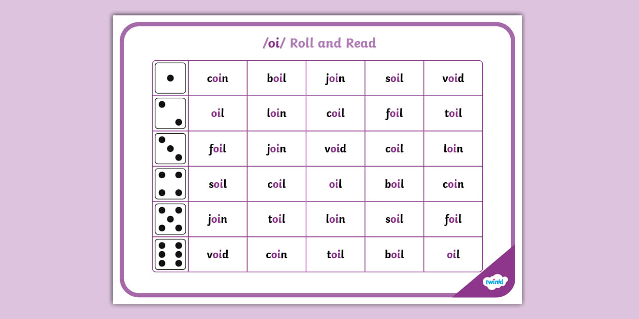 Phase 3 /oi/ Phoneme Roll and Read Mat - Twinkl - KS1