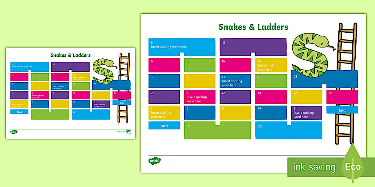 Spelling Board Game - Teacher-made Snakes and Ladders