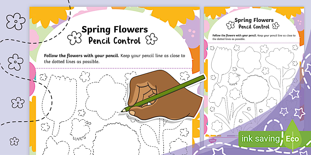 Spring Flowers Pencil Control (Ages 5 - 7) (teacher made)