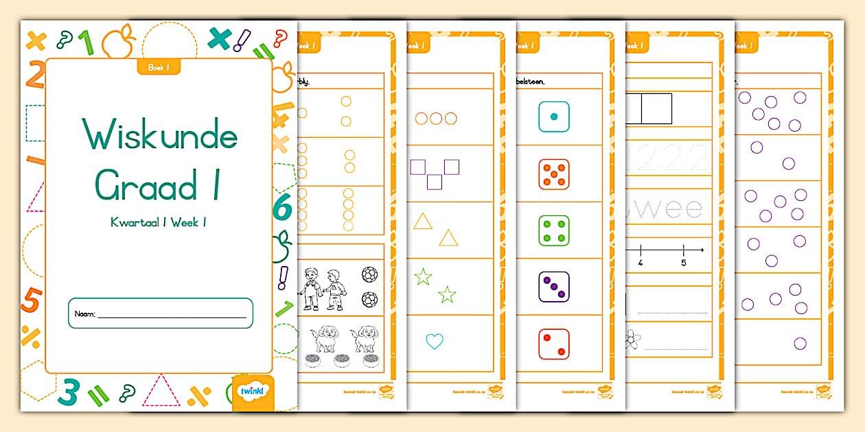Graad 1 Wiskunde Aktiwiteitsblaaie – Kwartaal 1, Week 1