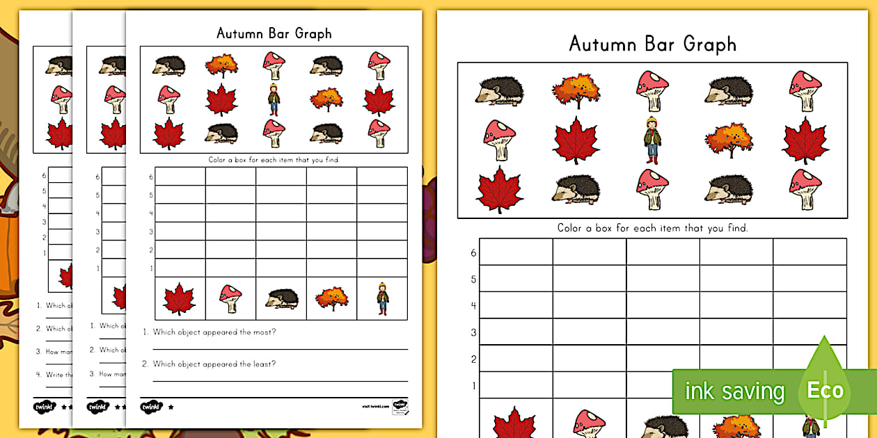 Autumn Count and Color Bar Graph Activity - Twinkl