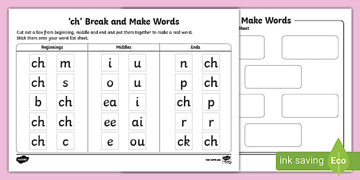 ‘ch’ Words Phonics Worksheet | CfE Primary Resources