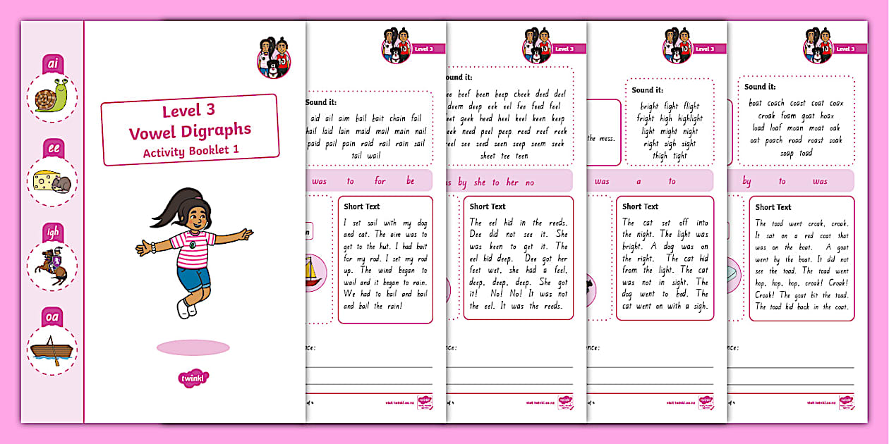Level 3 Vowel Digraphs Activity Booklet 1 (Teacher-Made)