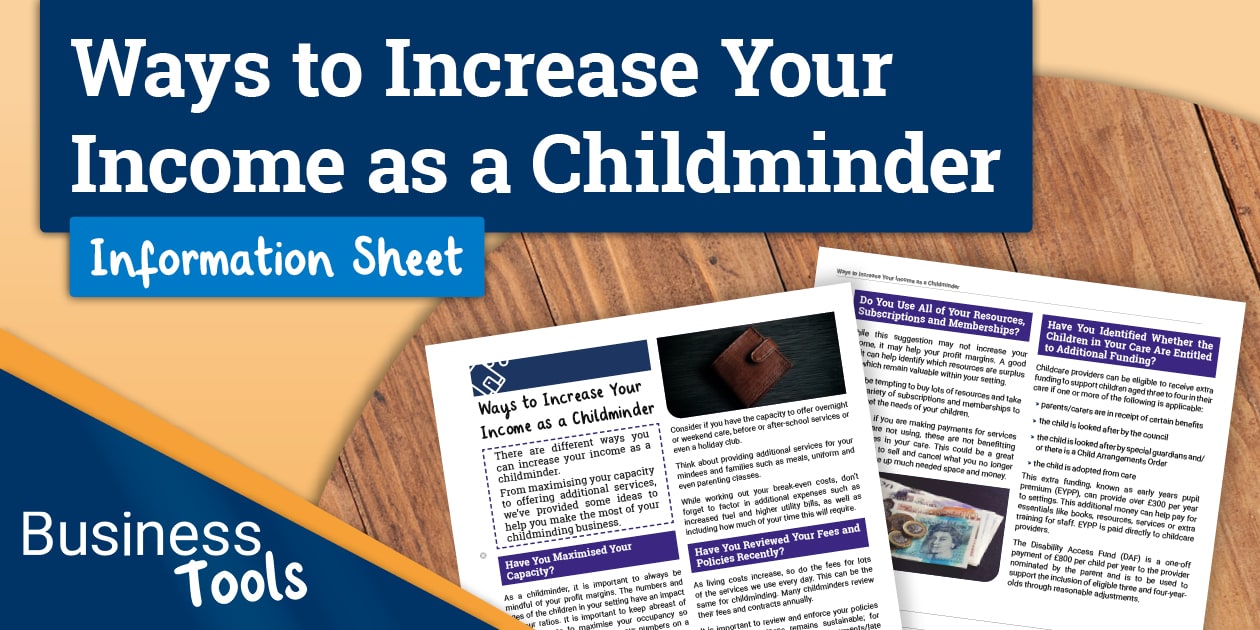 Ways to Increase Your Income as a Childminder Info Sheet