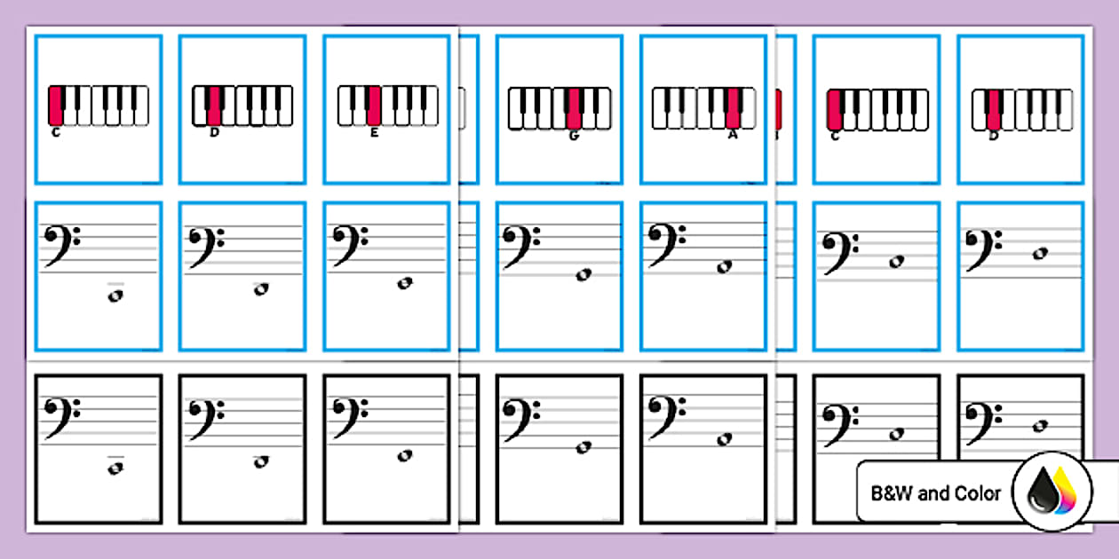 Bass Clef Flashcards for Piano Learning | Twinkl USA