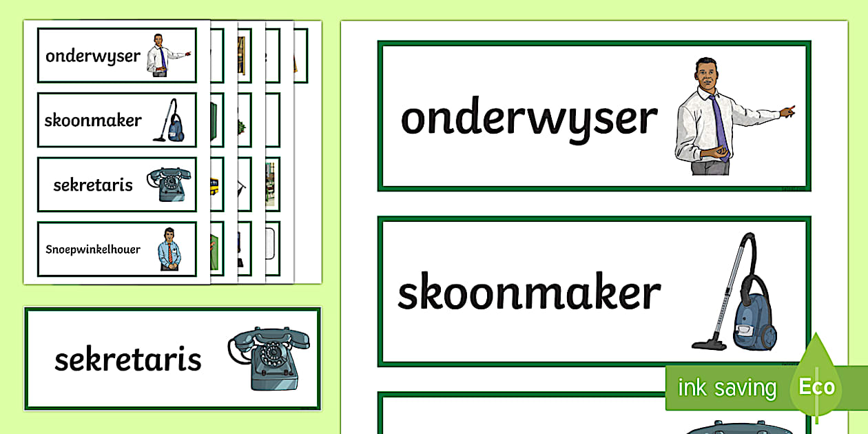 South Africa Workers' Day 20 Questions Word Cards Afrikaans