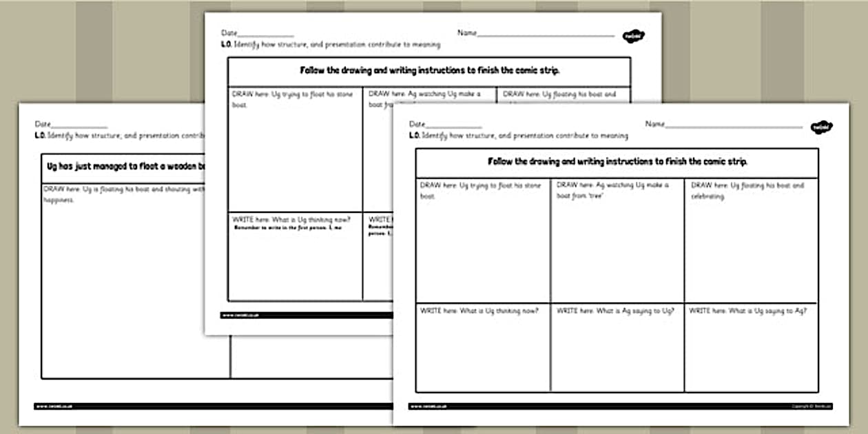 Comic Strip Worksheets to Support Teaching on Ug - Twinkl
