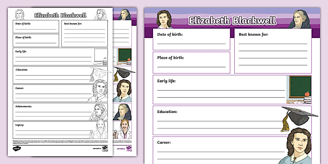 Elizabeth Blackwell Fact File Template - Twinkl
